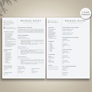 IT Resume Word Template, Editable 1-2 Page CV for Software Developers ...
