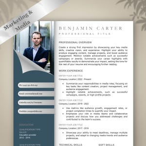 Resume Template, Professional Resume With Photo, Visual Resume ...