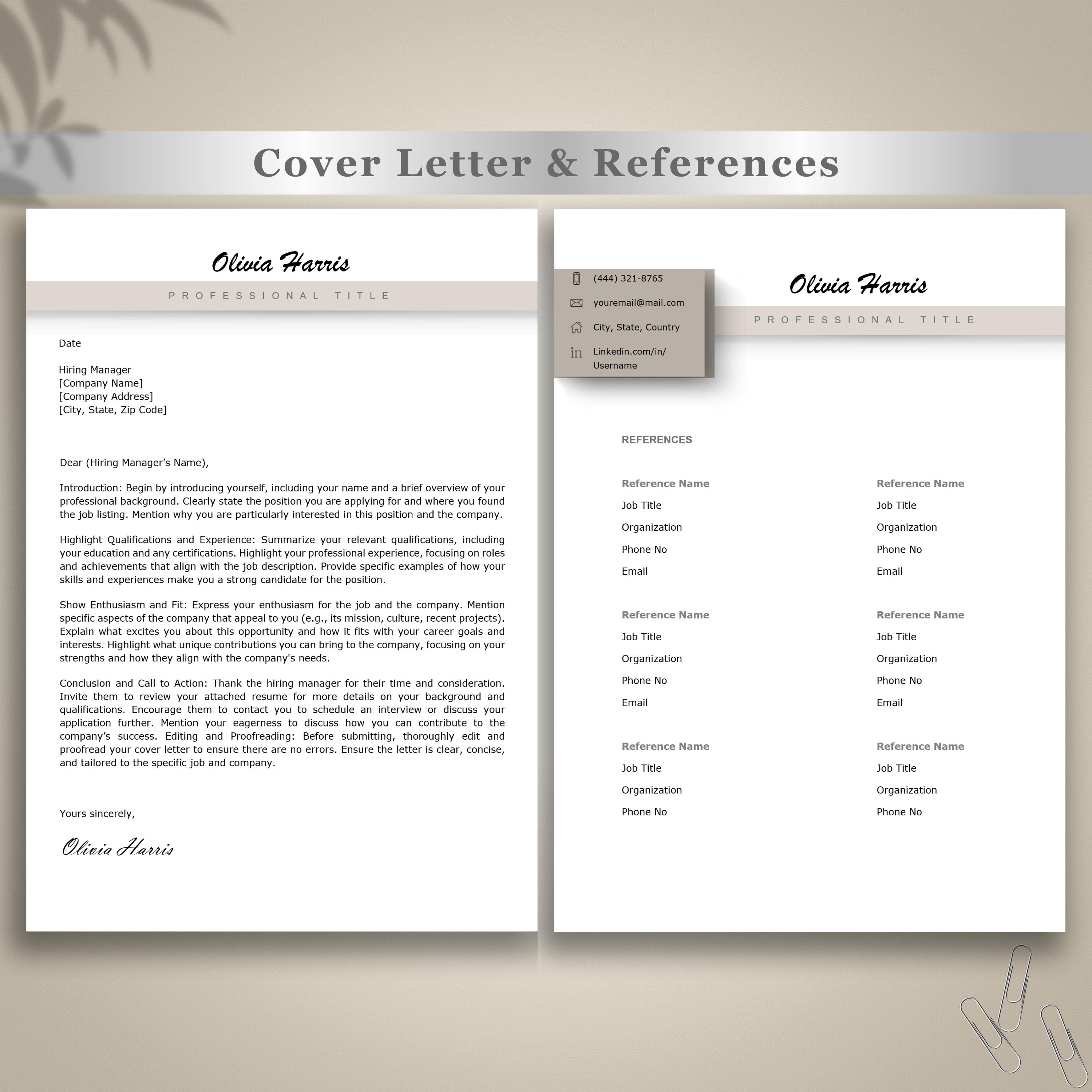Resume Template With Cover Letter, Infographic Visual Resume and Photo ...