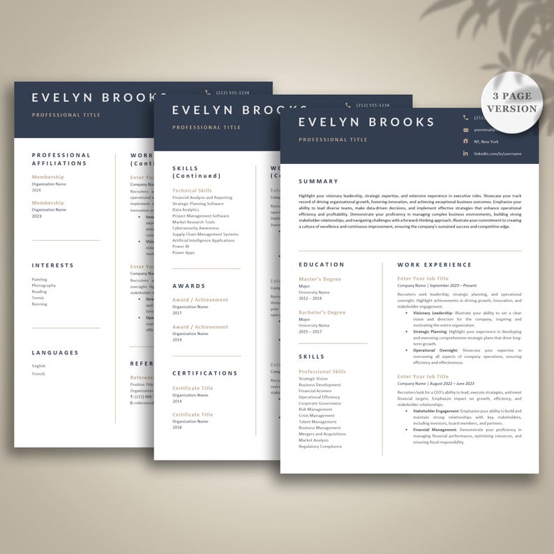 Modern 2025 Resume Template, Professionally Designed Word Template ...