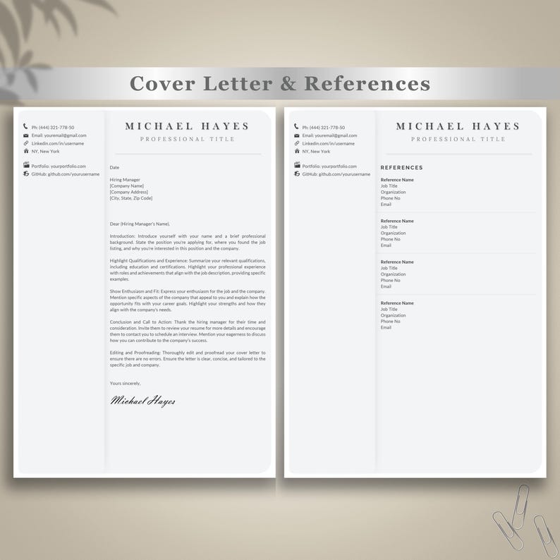 IT Resume Word Template, Editable 1-2 Page CV for Software Developers ...