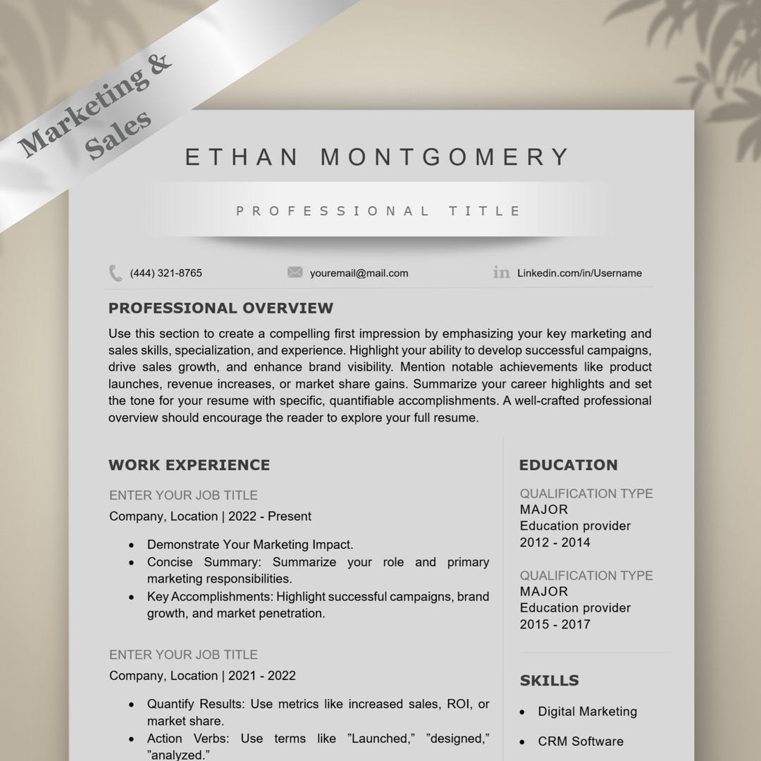 Professional Word Resume Template, Modern Curriculum Vitae, Modern ...