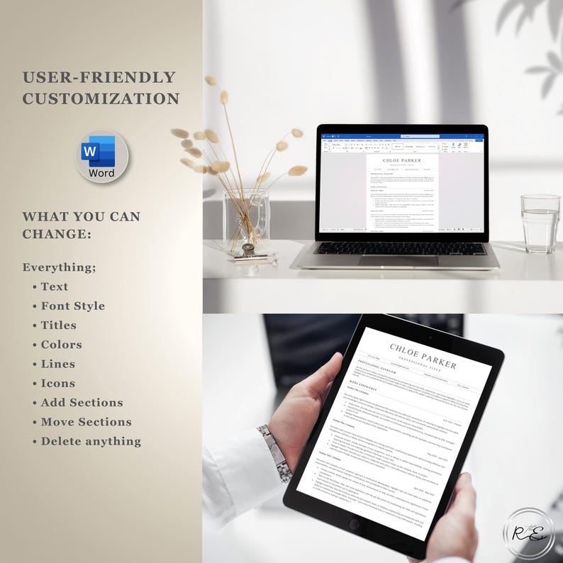 Resume Word Template, 2-page Modern Ats-compliant CV Format, Clean ...