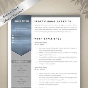 Elementary School Teacher Resume, Professional 2-page CV Template for ...