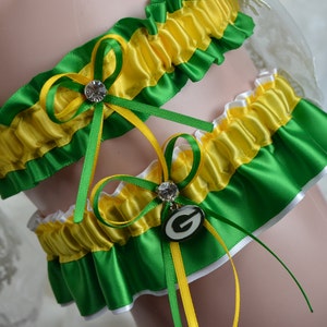 Wedding Garter Set Green Bay Packers Theme Wedding Garter | Etsy