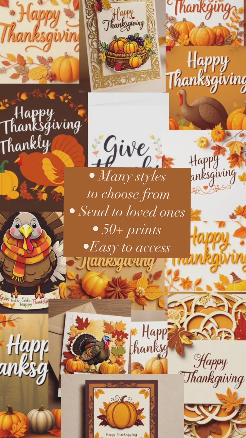 Printable Thanksgiving Cards, Digital Thanksgiving Cards, DIY ...