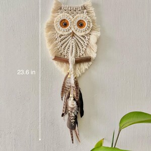 Owl Feng Shui Wall Painting, Handmade Macrame Owl Wall Painting, Boho Style Tapestry for Unique ...