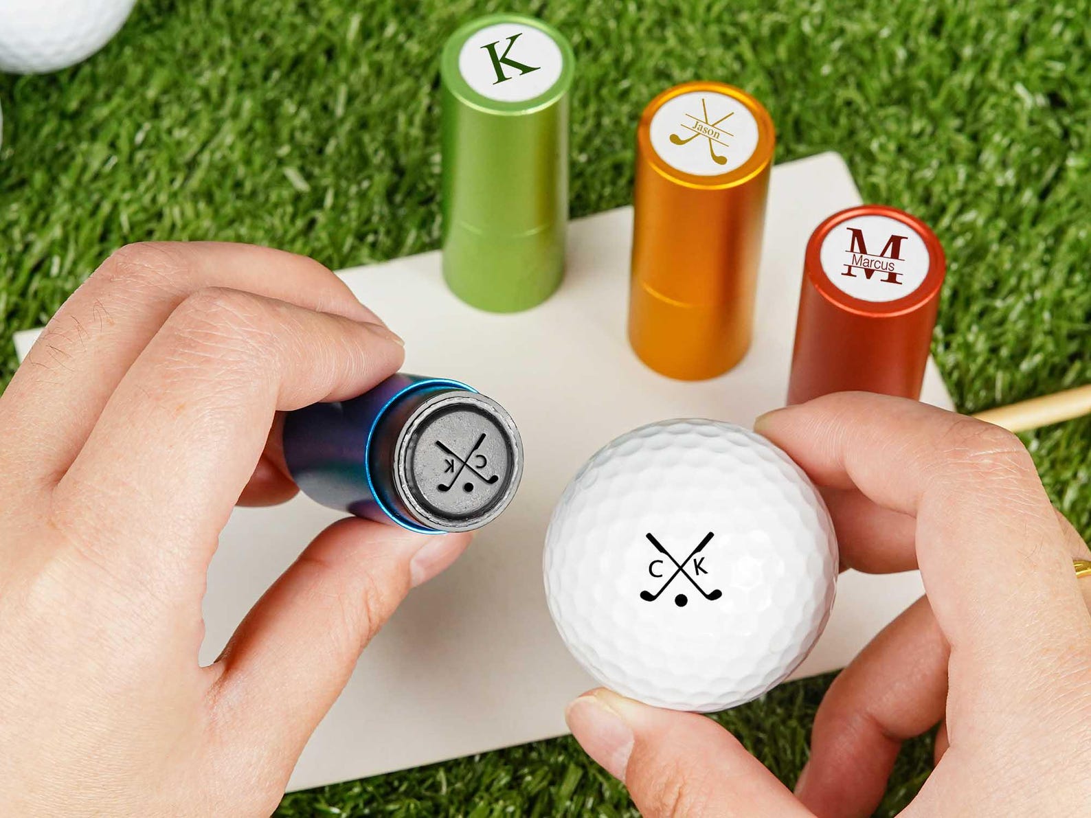 Personalized Name Golf Ball Stamp, Custom Golf Ball Stamp Box, Golf ...