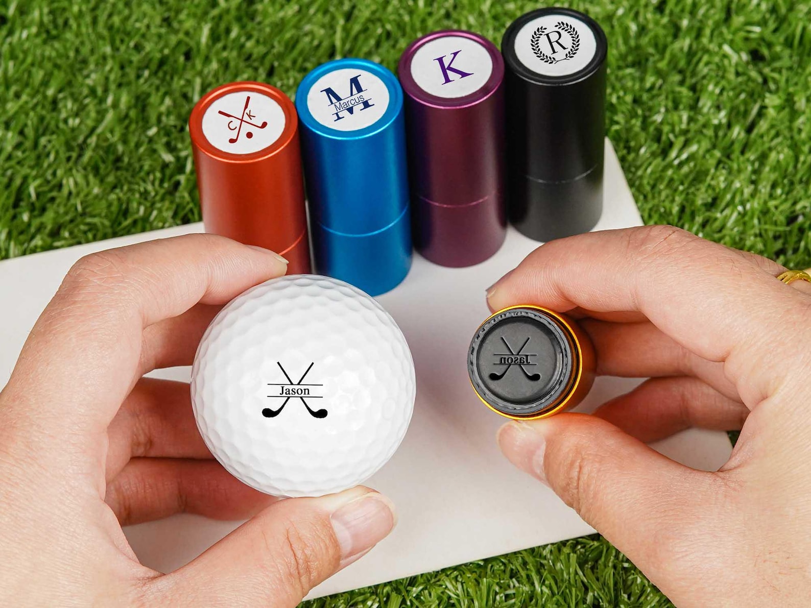 Personalized Name Golf Ball Stamp, Custom Golf Ball Stamp Box, Golf ...