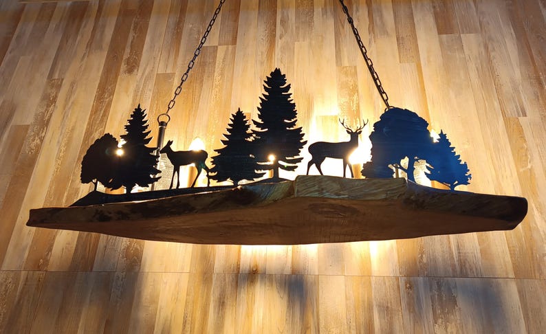 Live Edge Slice LINEAR LAMP, Ceiling Light Fixture, Rustic Light ...