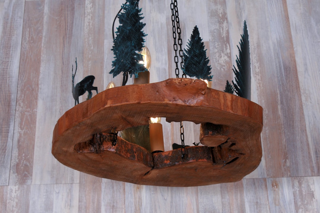 Rustic LIGHT Fixture,modern Rustic Ceiling Light,naturally Hollowed Log ...