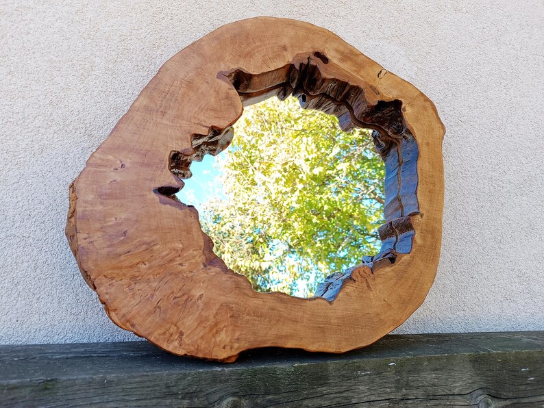 Live Edge Rustic Wooden Slice Mirror,rustic Home Decor Mirror ,natural ...