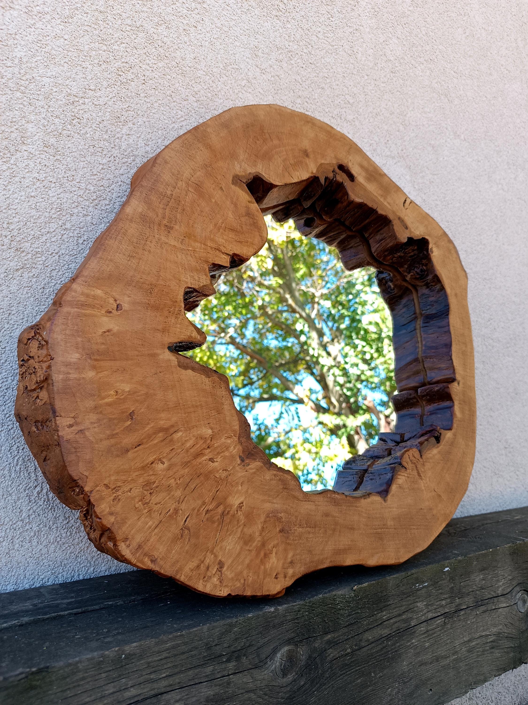 Live Edge Rustic Wooden Slice Mirror,rustic Home Decor Mirror ,natural ...