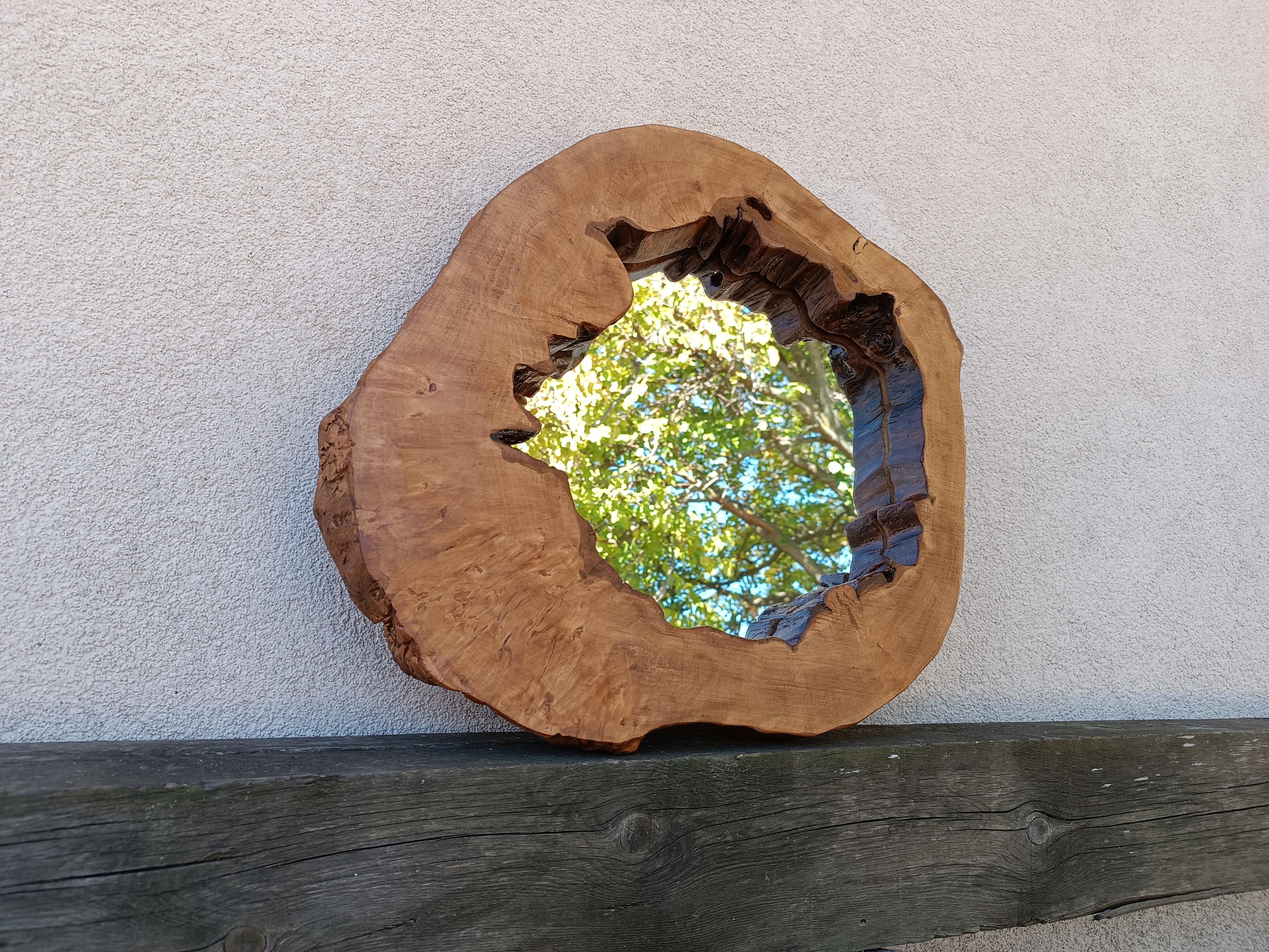 Live Edge Rustic Wooden Slice Mirror,rustic Home Decor Mirror ,natural ...