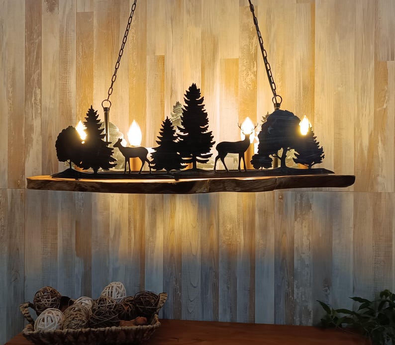 Live Edge Slice LINEAR LAMP, Ceiling Light Fixture, Rustic Light ...