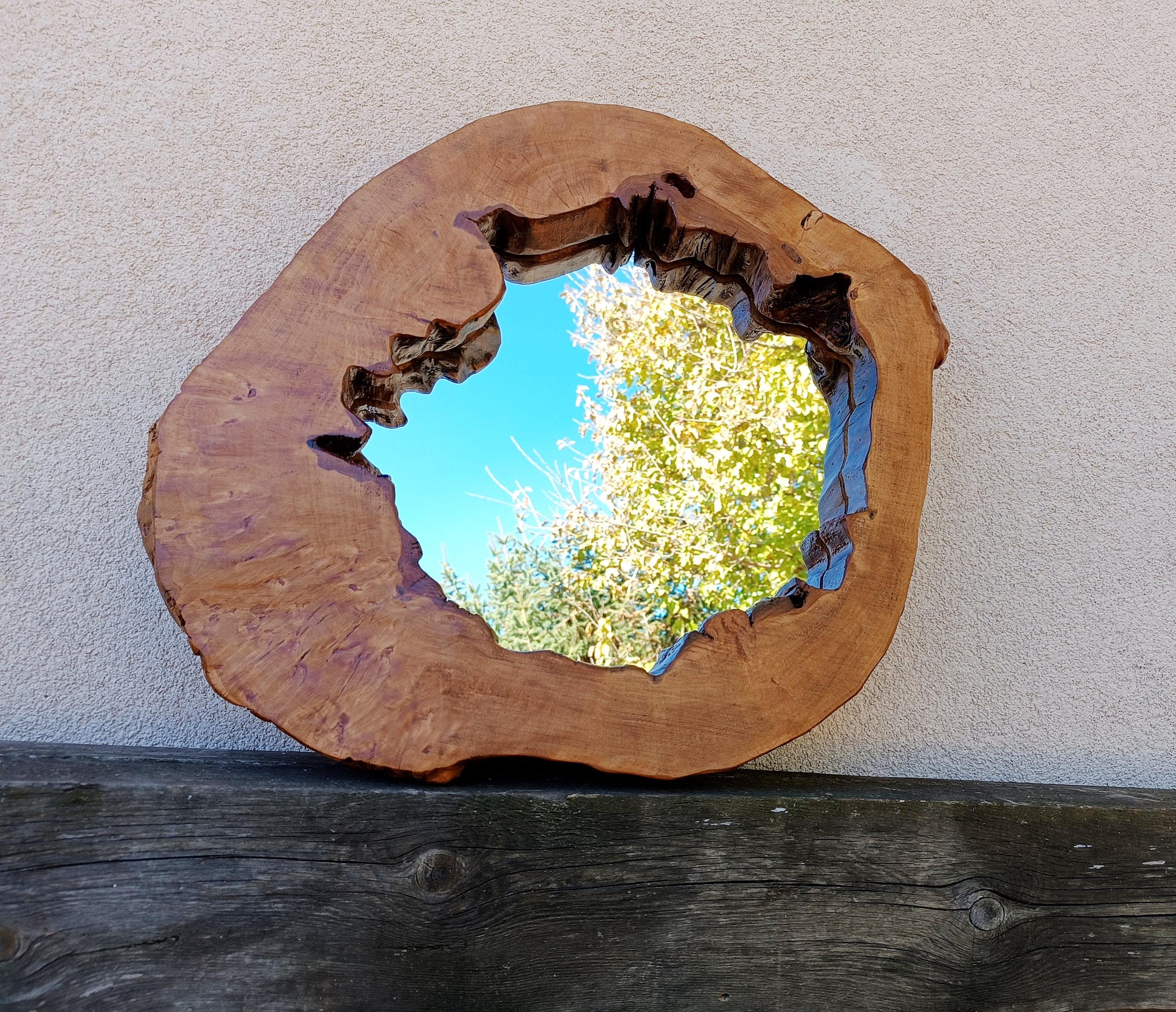 Live Edge Rustic Wooden Slice Mirror,rustic Home Decor Mirror ,natural ...