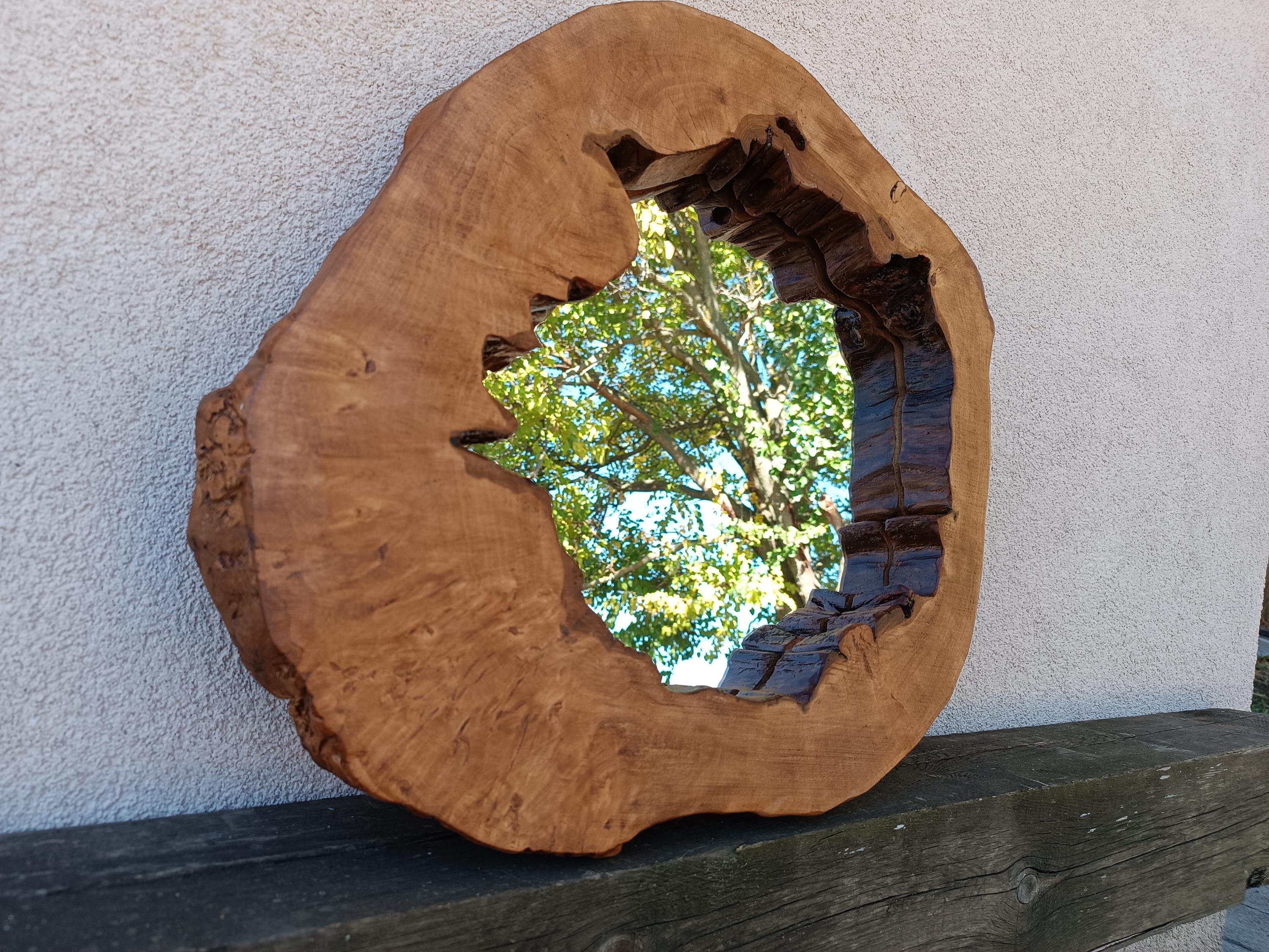 Live Edge Rustic Wooden Slice Mirror,rustic Home Decor Mirror ,natural ...