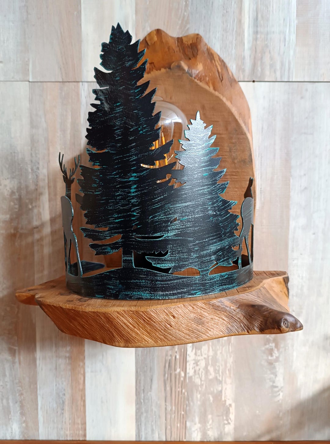 Rustic Wall LIGHT Wooden Live Edge Sconce Log House Lighting Cabin ...