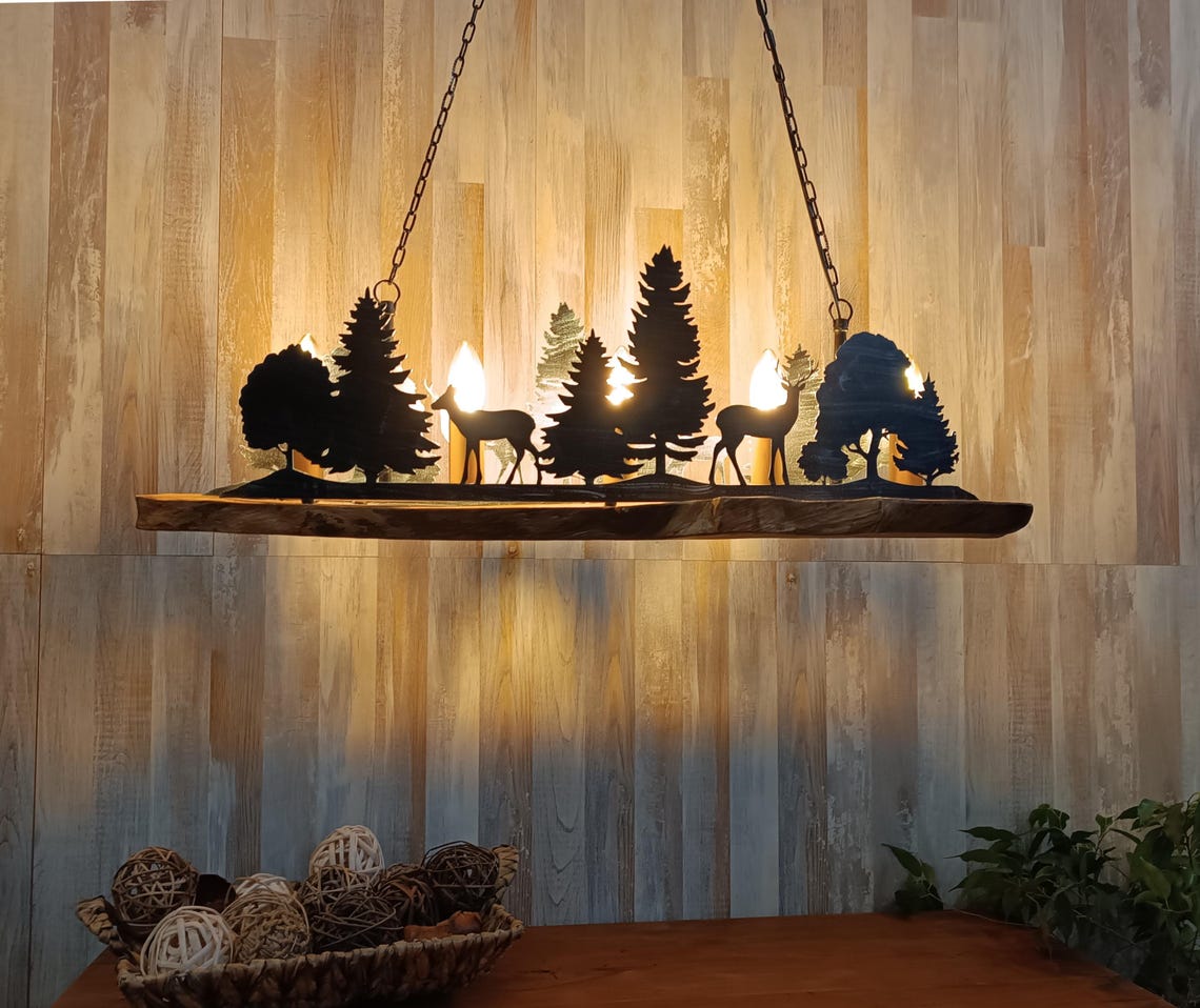 Live Edge Slice LINEAR LAMP, Ceiling Light Fixture, Rustic Light ...