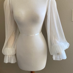 Detachable Wedding Sleeves - Pleated Tulle Sleeves - Ruffle Cuff ...