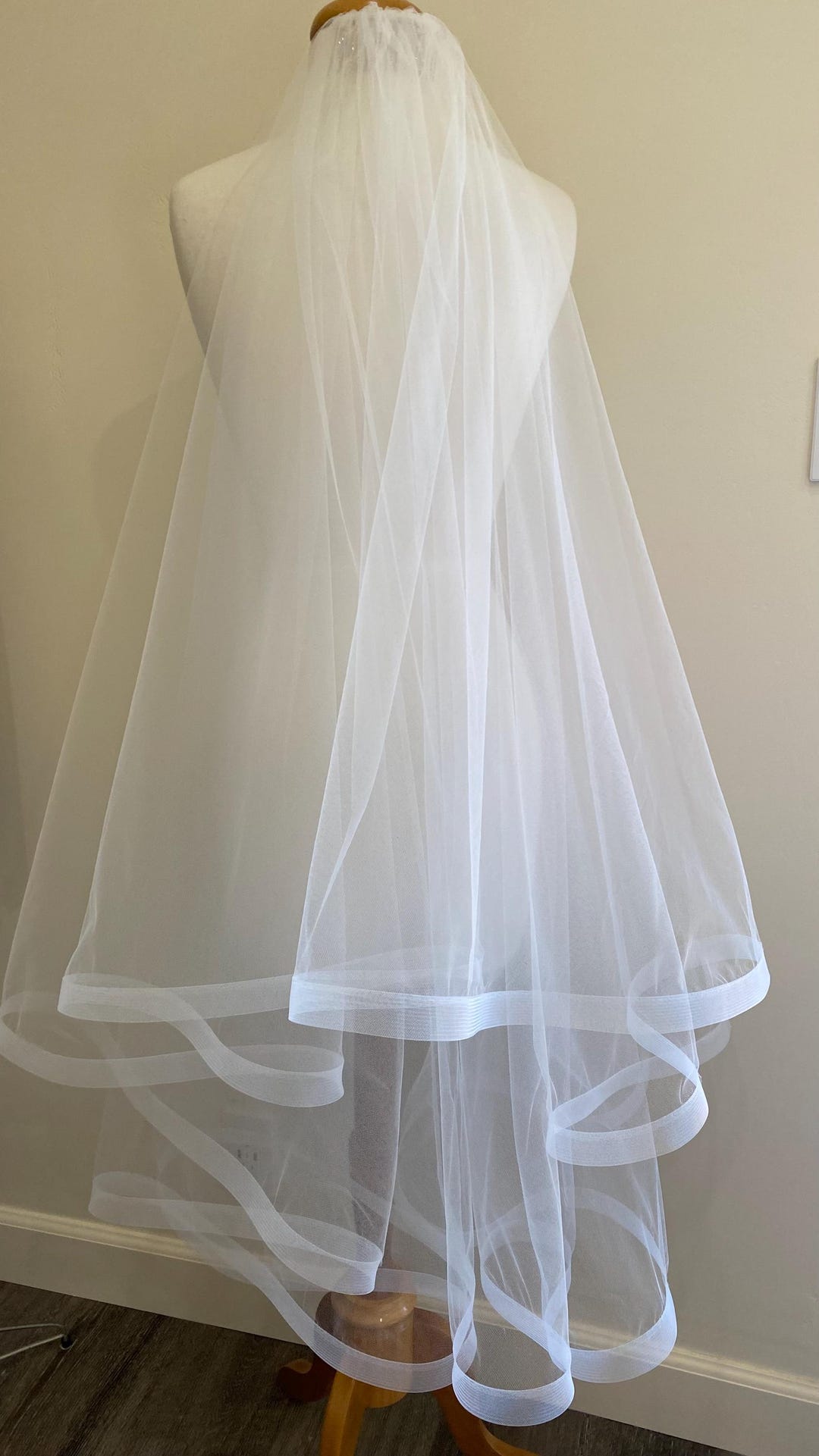 Veil - Horsehair Trim Veil - Circle Veil - 2 Layer Veil - Fingertip ...
