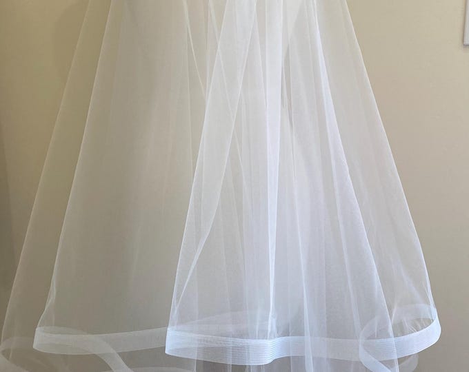 Veil - Horsehair Trim Veil - Circle Veil - 2 Layer Veil - Fingertip ...