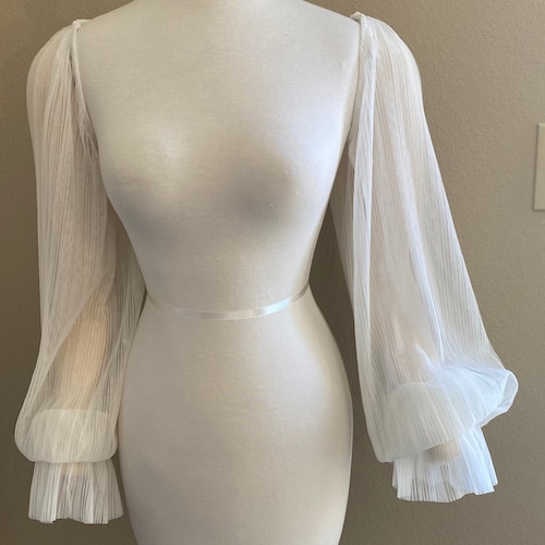 Detachable Wedding Sleeves Pleated Tulle Sleeves Ruffle - Etsy
