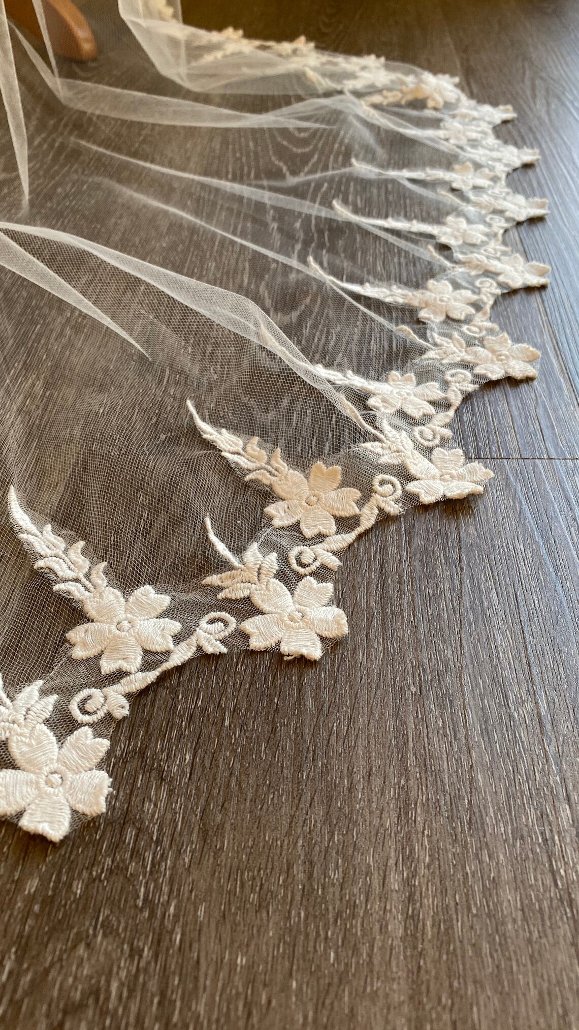 Veil Wedding Veil Bridal Veil off White Ivory Floral | Etsy