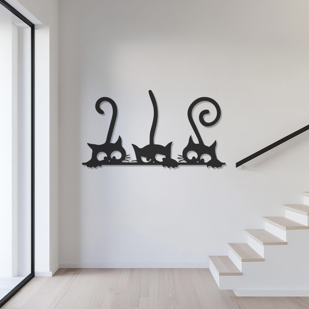 Cat Metal Wall Art, Set of 3 Cat Metal Wall Art, Modern Cat Metal Decor ...
