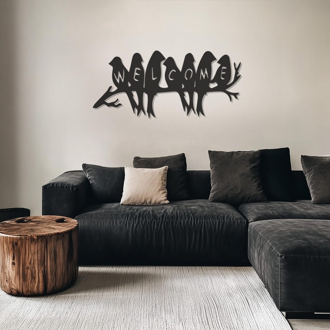 Welcome Birds Metal Wall Art, Black Metal Welcome Sign, Bird-themed ...