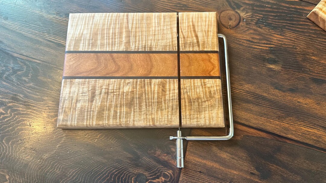 Solid Wood Cutting Board / Cheese Slicer - Cherry, Ebony, Curly Maple ...