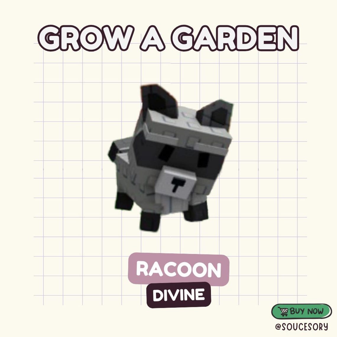 Raccoon (divine) | Grow a Garden (pet) - All Pets / Items Available - Etsy