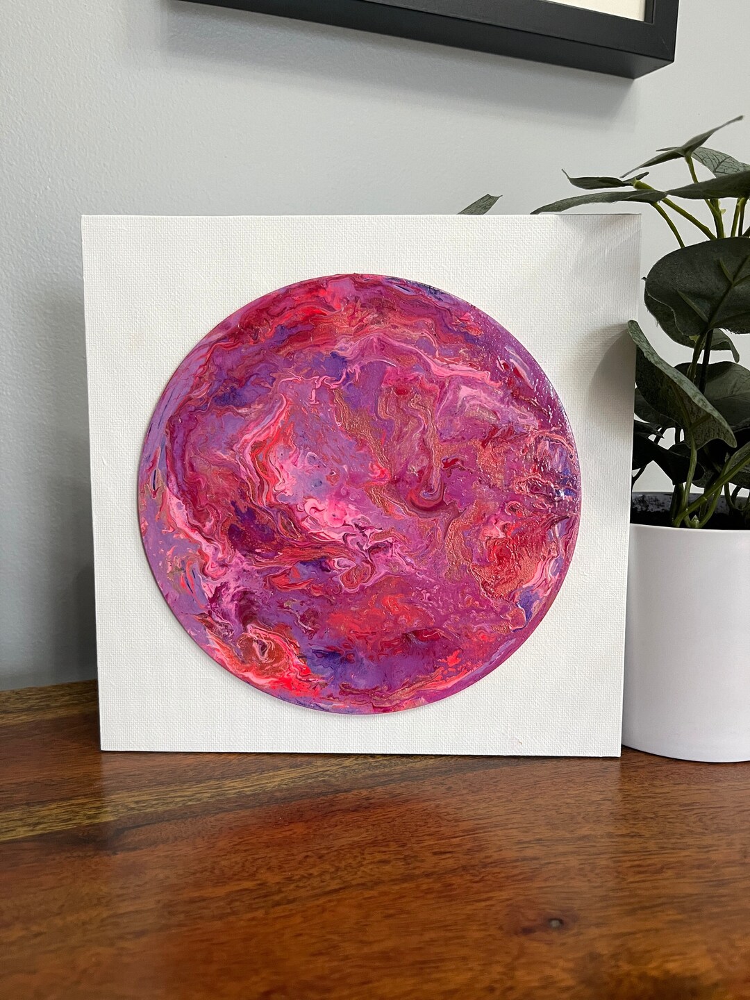 Small Square Art, Space Inspired Art, Round Wall Art, Original Abstract ...