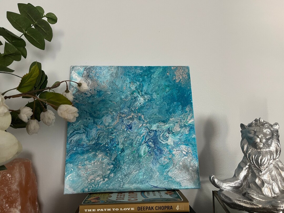12 Square Canvas Art, Seascape Abstract Art, Small Original Painting ...