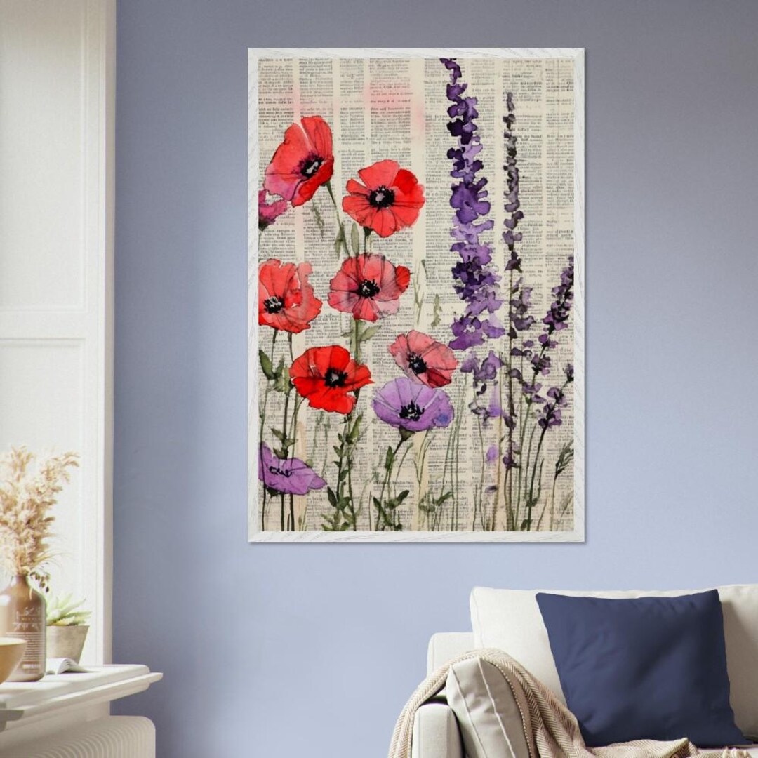 Flower Book Art Floral Newspaper Painting Floral Dictionary Wall Art ...