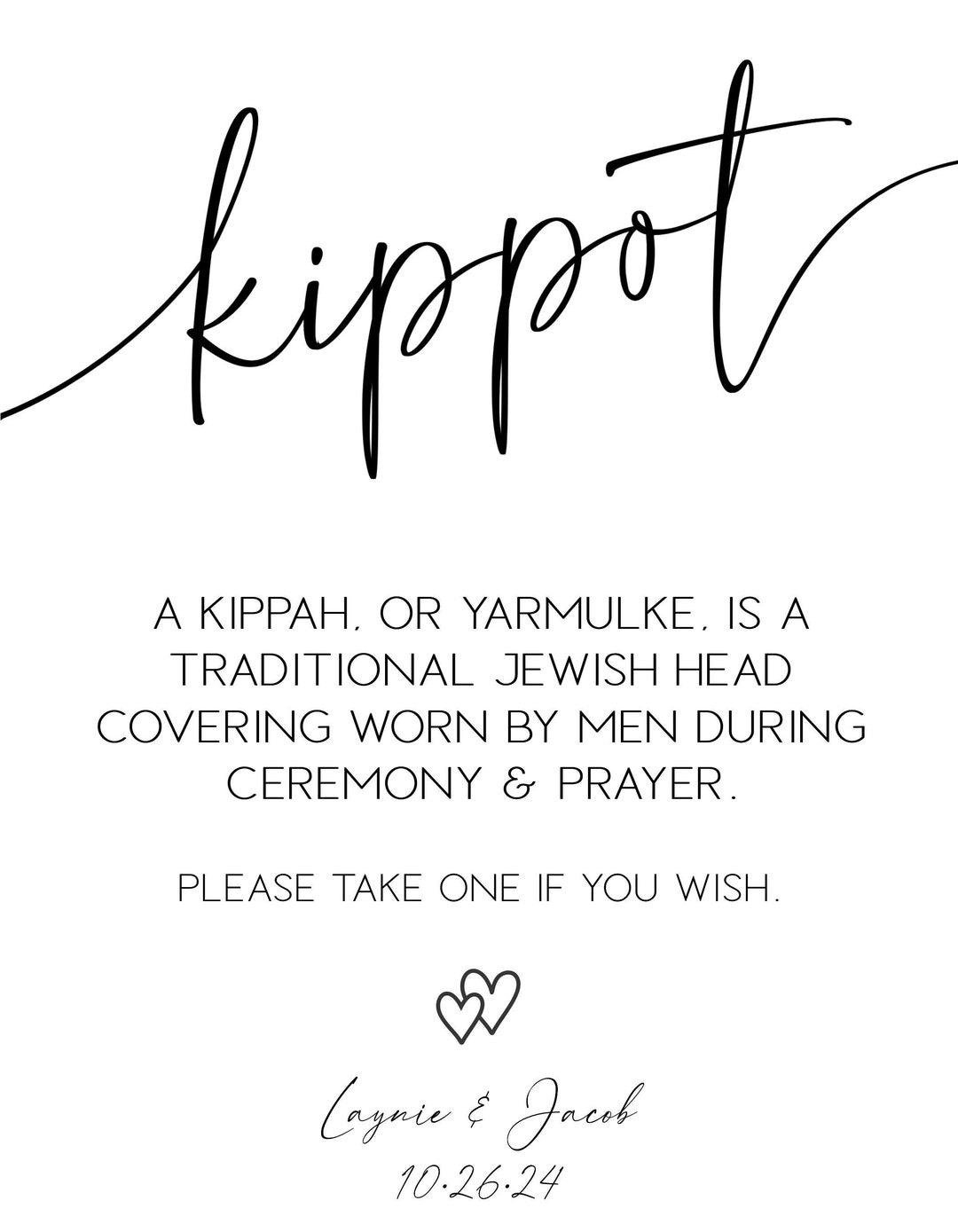 Personalized Kippot / Yarmulke Wedding Sign - Etsy
