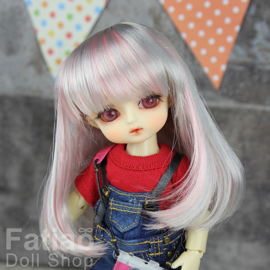 Fatiao - Dollfie Lati Yellow Pukifee 5-6" Doll Wig - Gray & Pink - Etsy