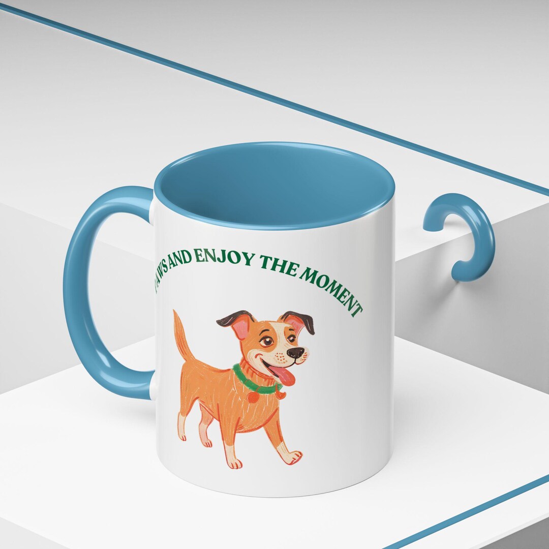 Mug, Cartoonish Animated Festive Dog Multicolor Coffee Cup, 11, 15oz ...