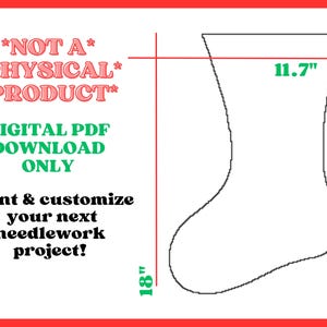 Christmas Stocking Outline Template | INSTANT DOWNLOAD | PRINTABLE | 11 ...