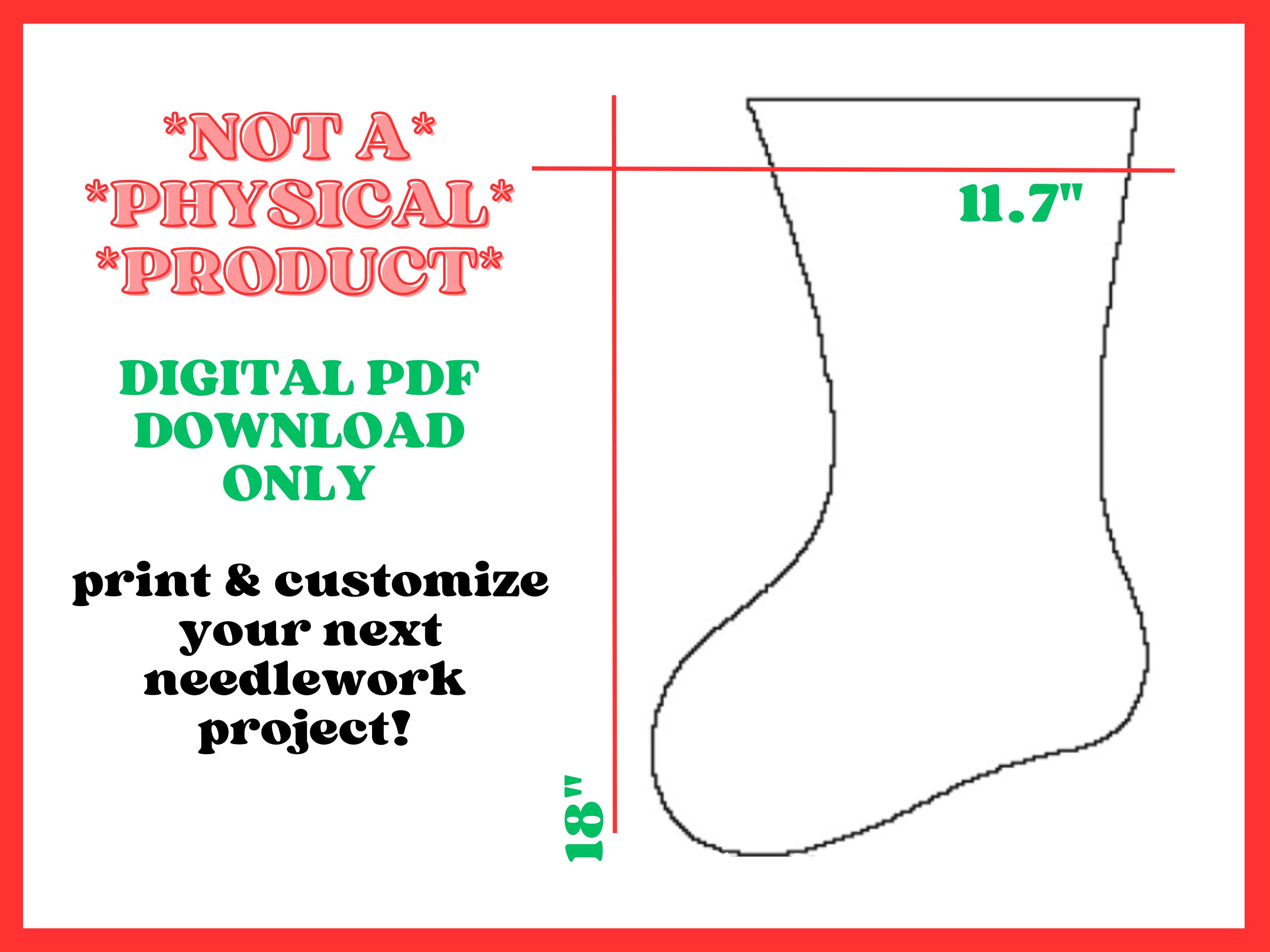 Christmas Stocking Outline Template | INSTANT DOWNLOAD | PRINTABLE | 11 ...