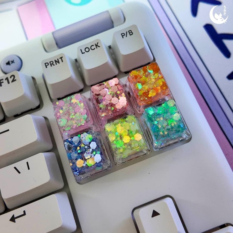 Pixie Stardust Resin Glitter Keycaps | Custom Cute Glittery Shiny ...