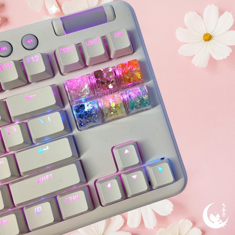 Pixie Stardust Resin Glitter Keycaps | Custom Cute Glittery Shiny ...
