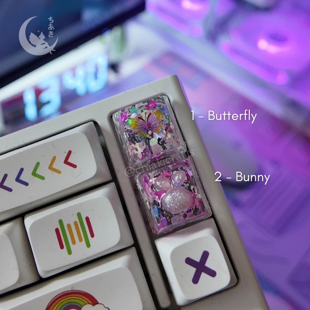 Glitter Resin Keycap | Kawaii Bunny, Frosty, OEM R4 Cherry MX - Etsy