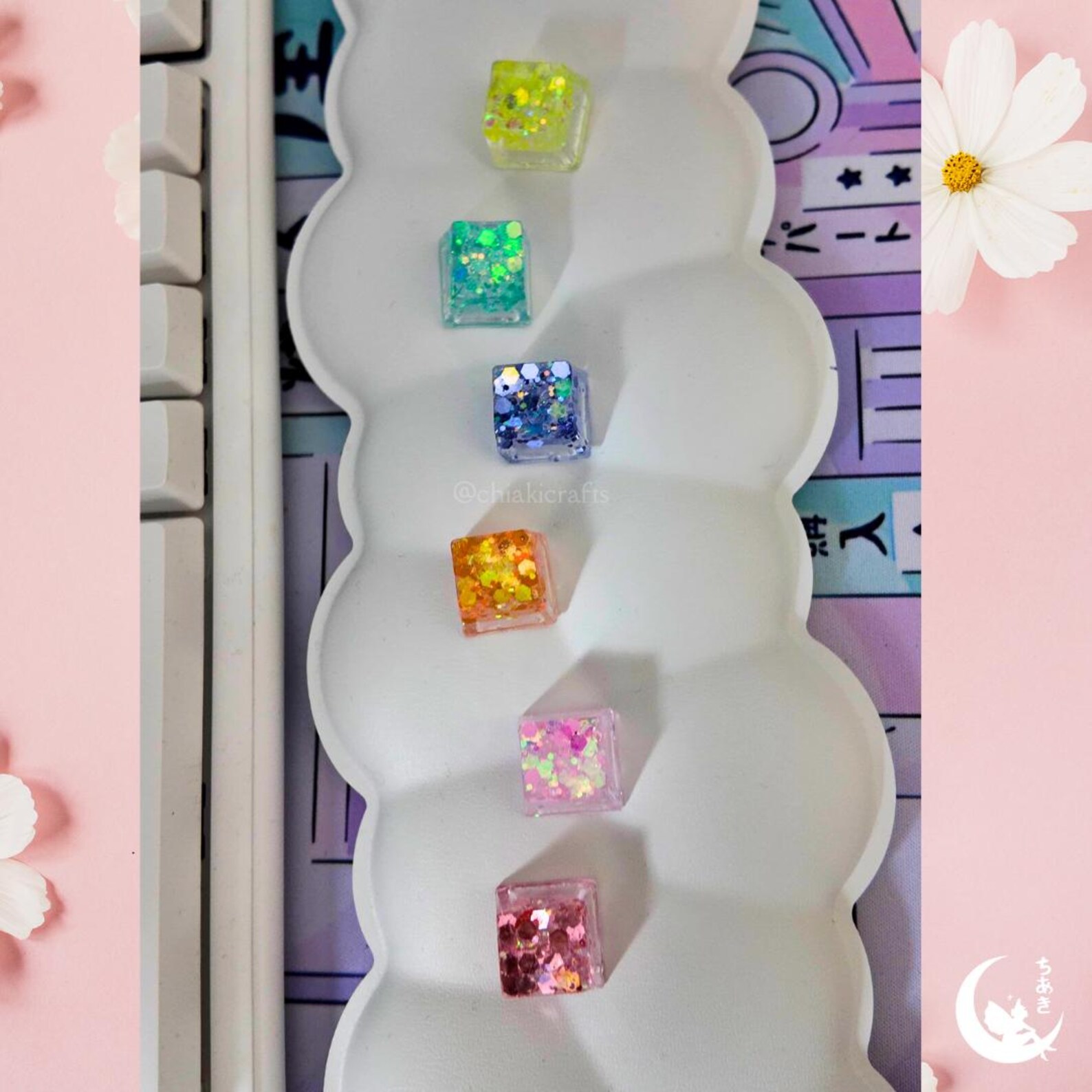 Pixie Stardust Resin Glitter Keycaps | Custom Cute Glittery Shiny ...