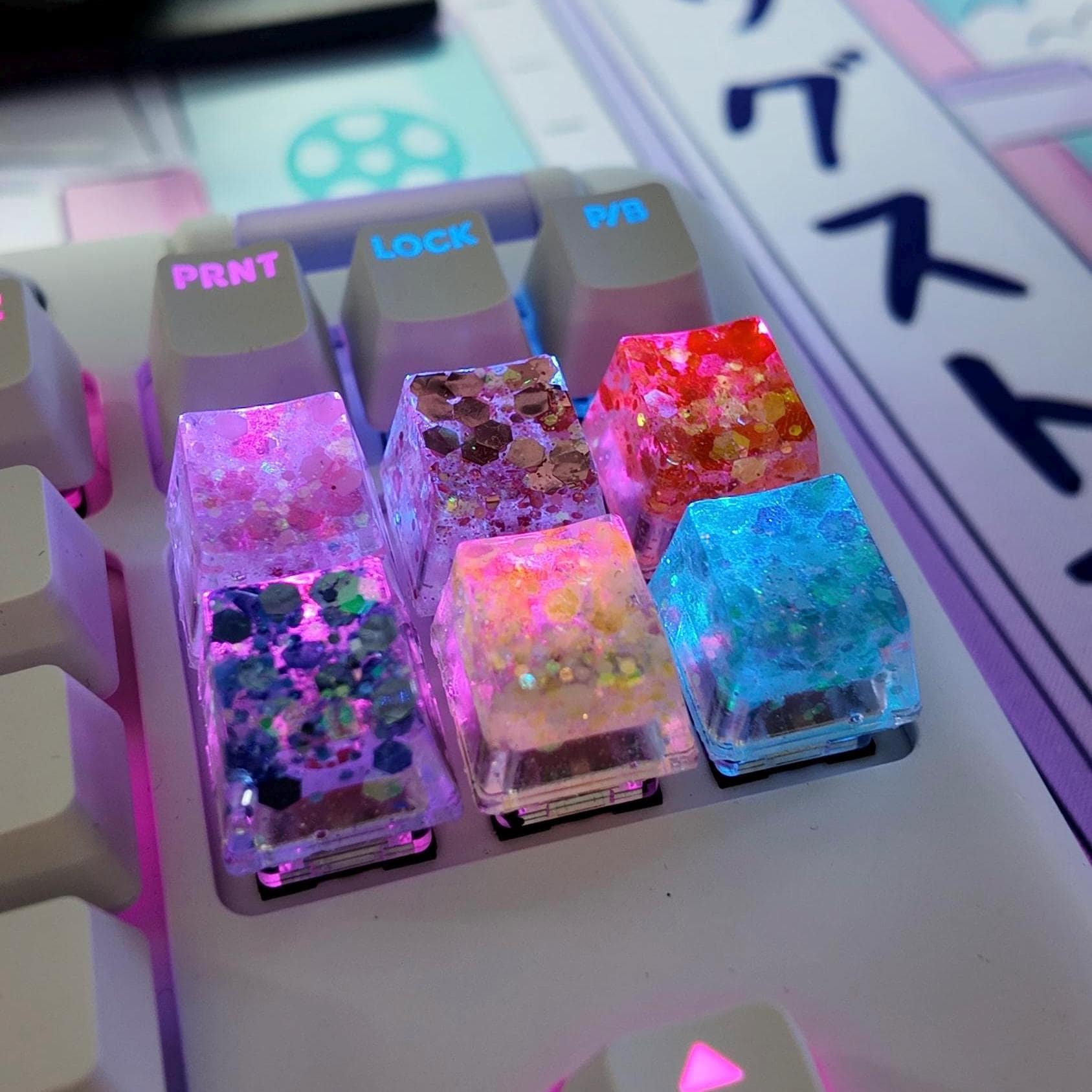 Pixie Stardust Resin Glitter Keycaps | Custom Cute Glittery Shiny ...