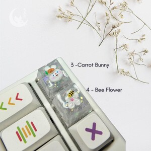 Cute Glitter Artisan Resin Keycaps | Custom Bunny Frosty Glittery ...
