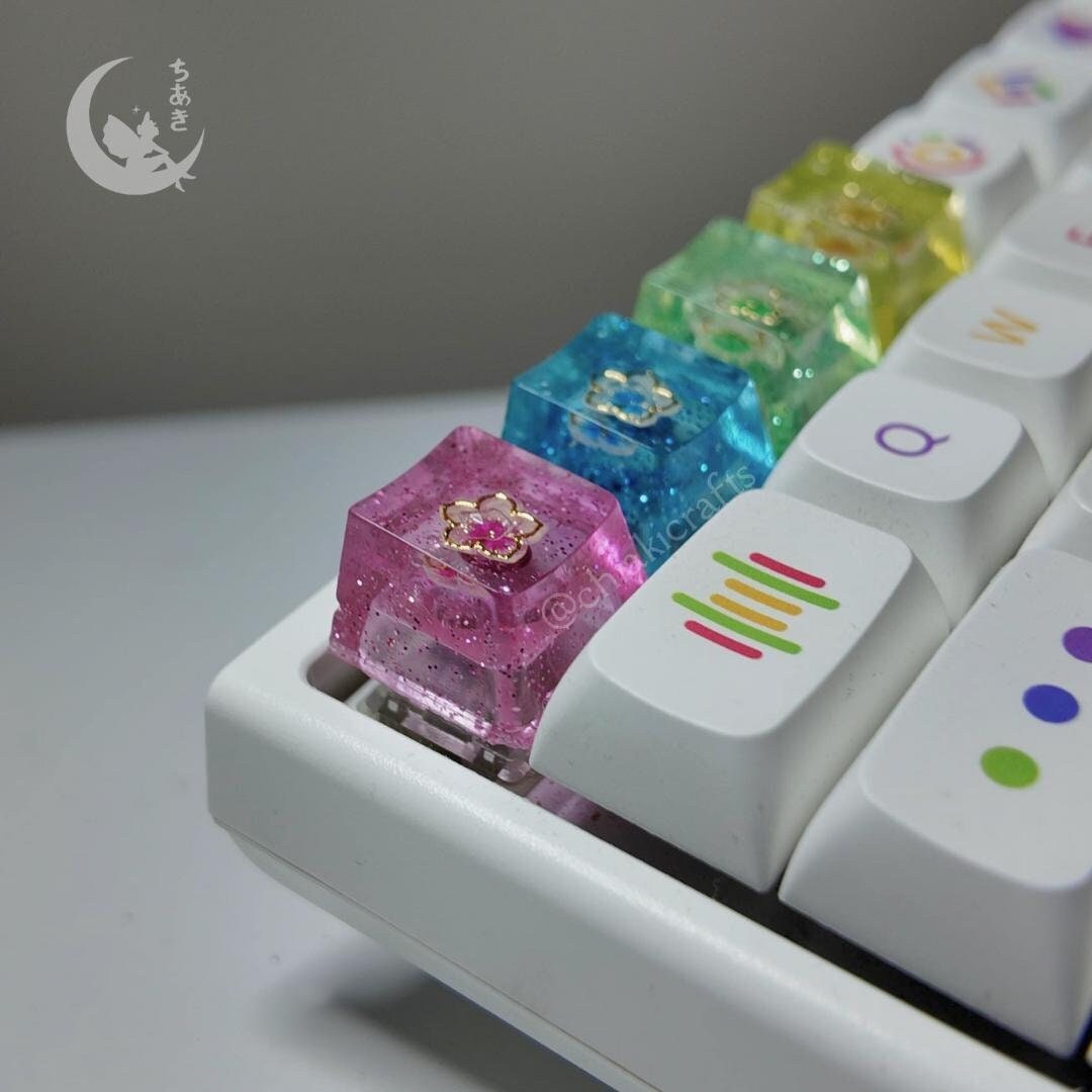 Sakura Flower Artisan Resin Keycap | Kawaii Handmade Cherry MX Keycap ...