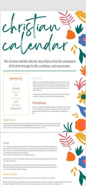 Liturgical Christian Calendar Guide + Banner - Etsy