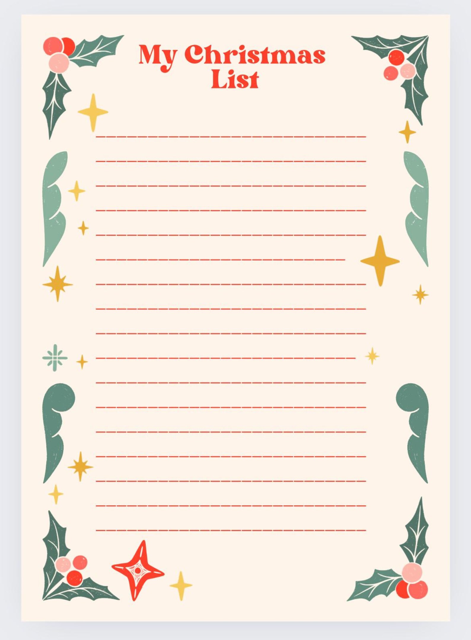 Christmas List, Letter, and Countdown Chain - Etsy