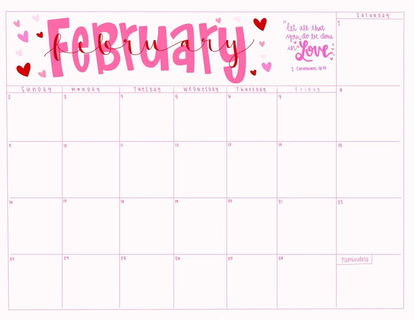 Hand Drawn Valentines Day Themed February 2025 Planner - Etsy